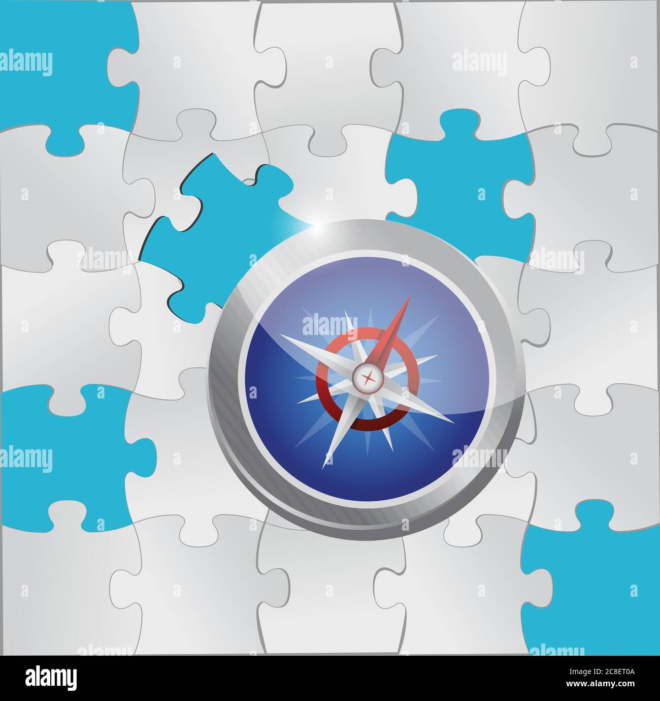 Puzzle pieces and compass illustration design background Stock Vector ...