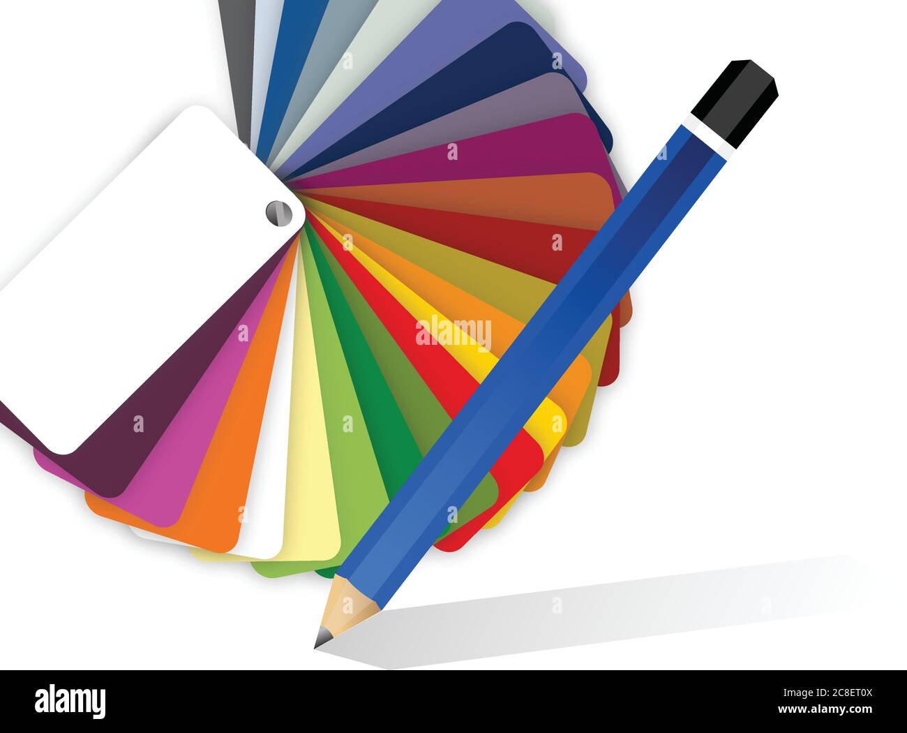 Drawing pencil and color pallet illustration design over a white ...