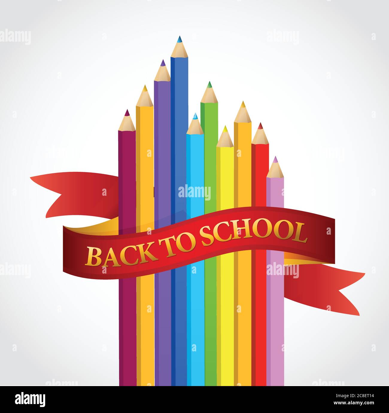 Back to school colors ribbon illustration design over a white ...