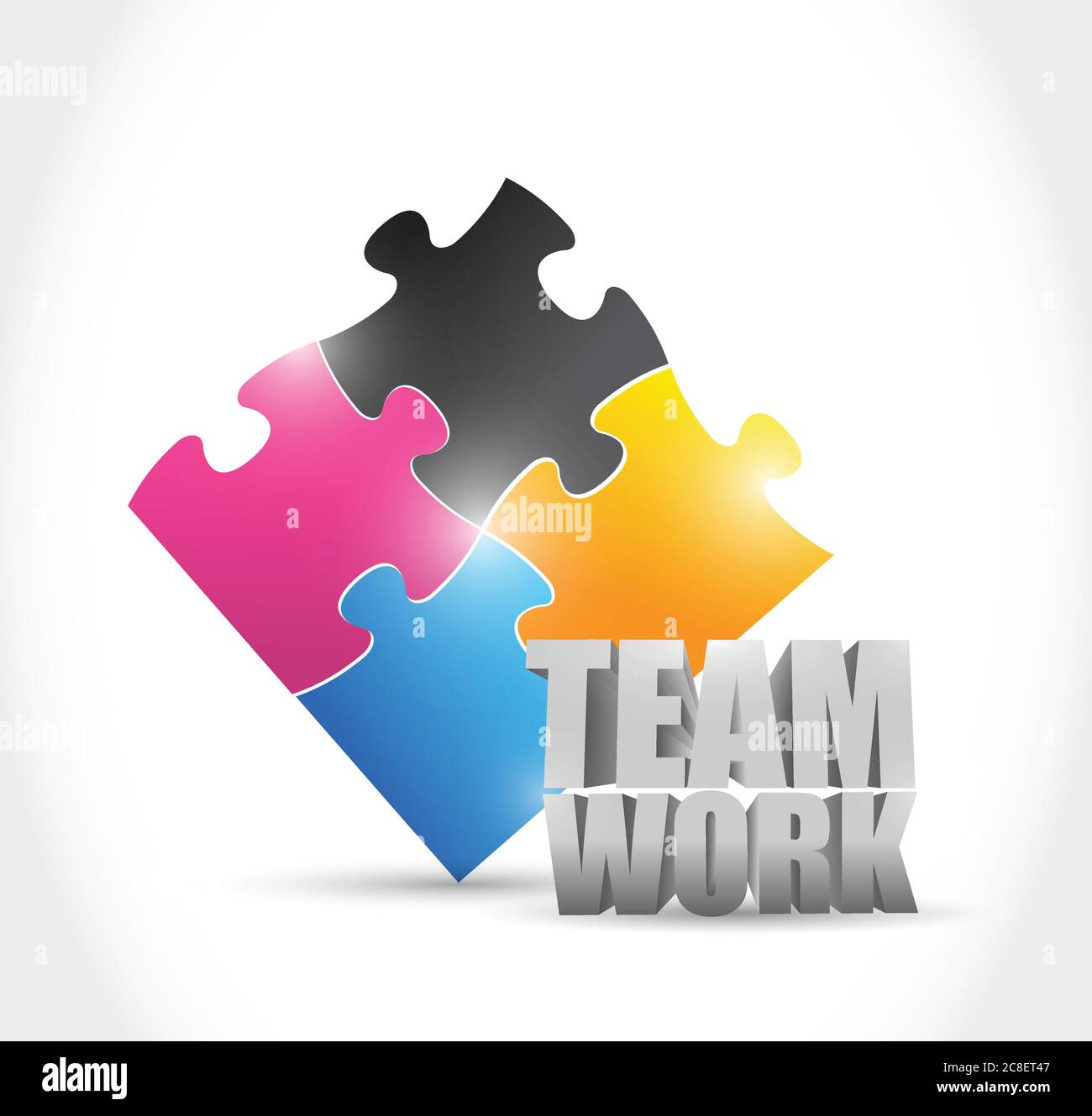 Teamwork puzzle pieces concept illustration design over a white ...