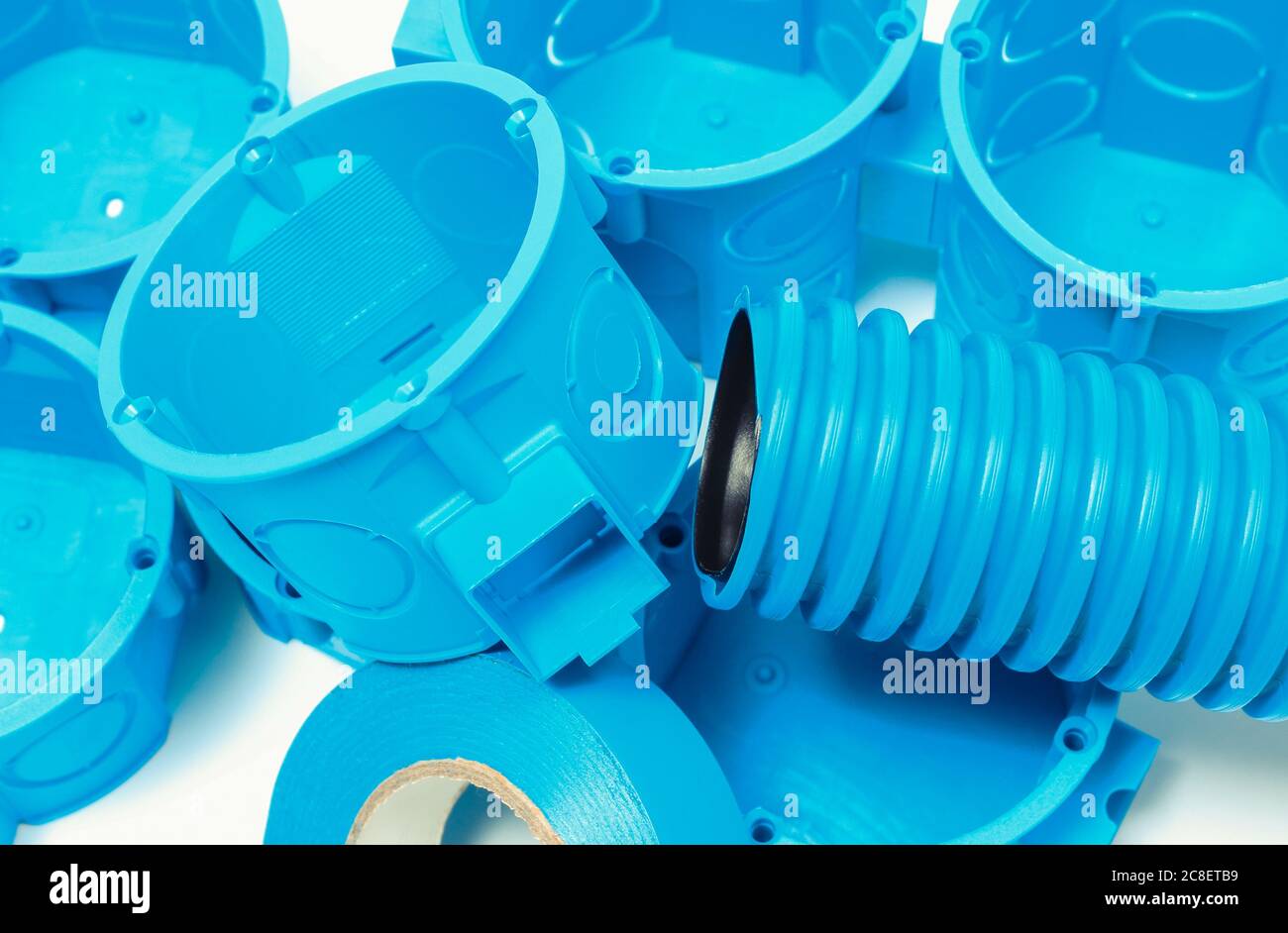 Blue electrical boxes and other components using in electrical ...