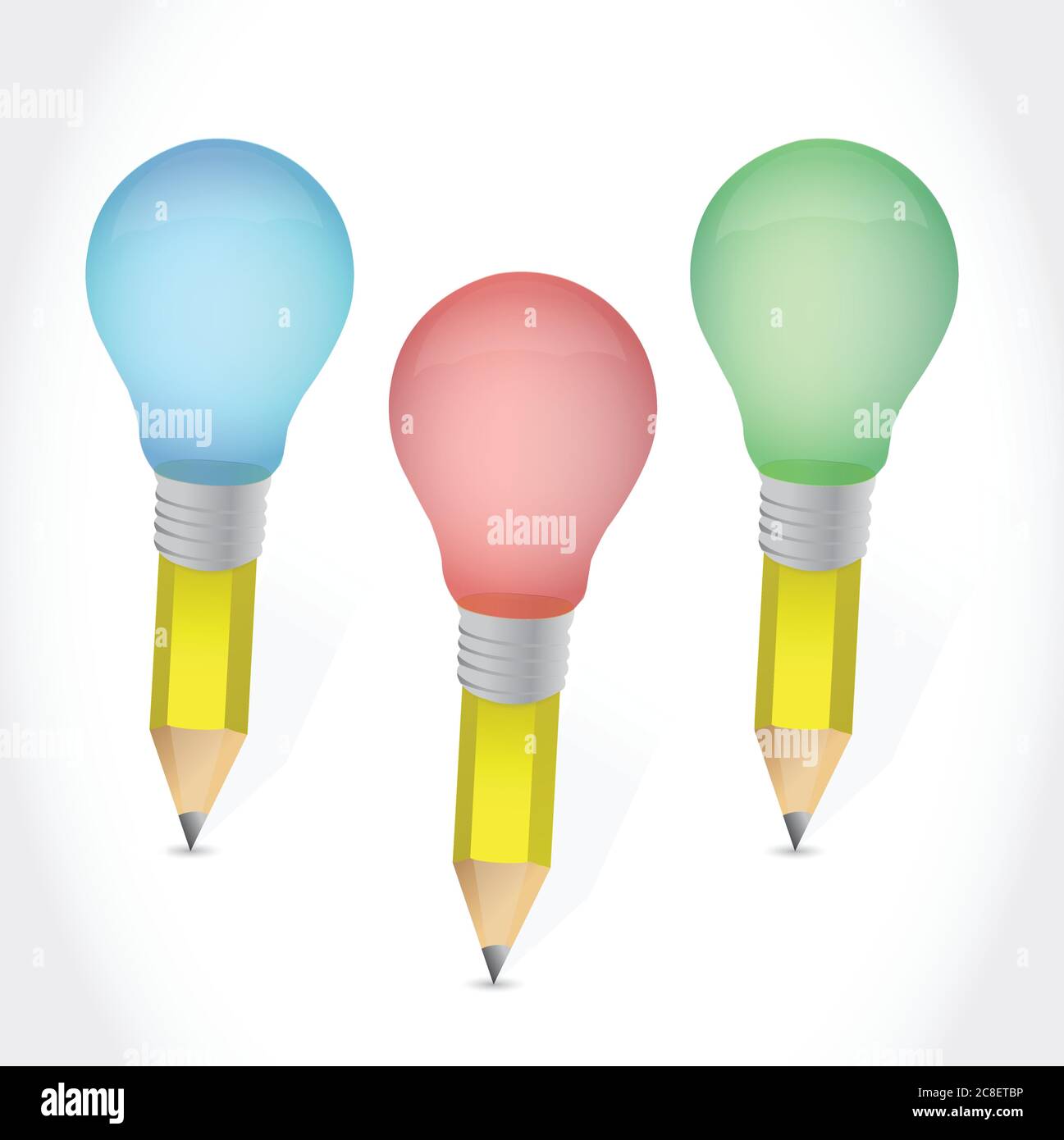 Color pencil light bulbs illustration design over a white background ...