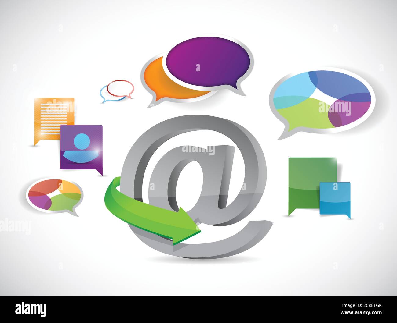 Online symbol colorful communication illustration design over a white ...