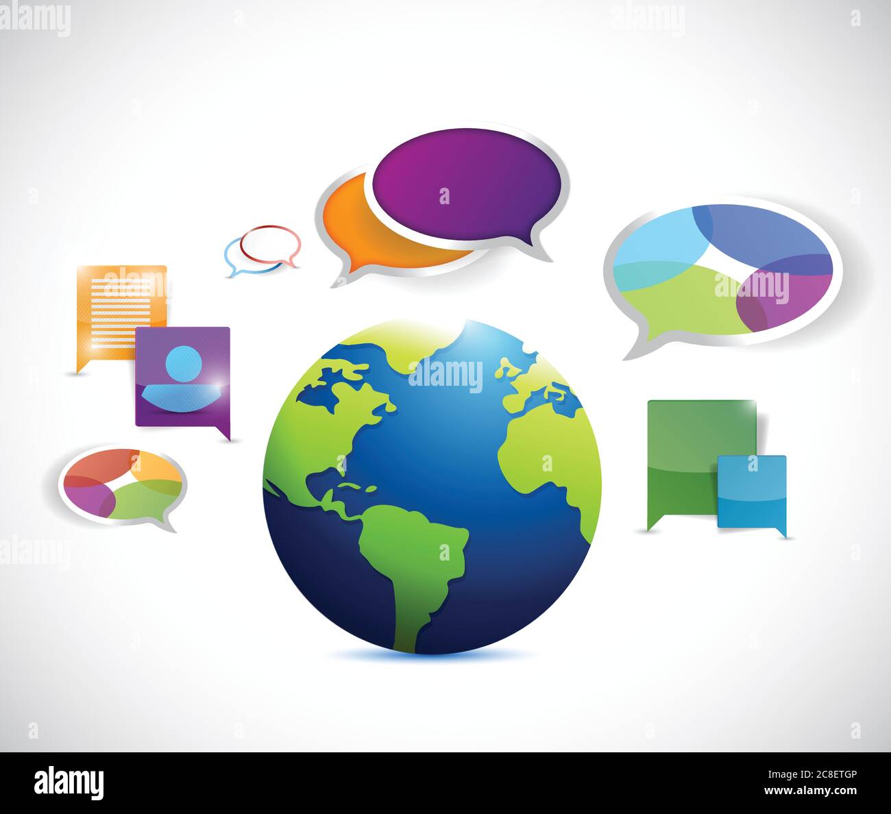 Globe colorful communication illustration design over a white ...