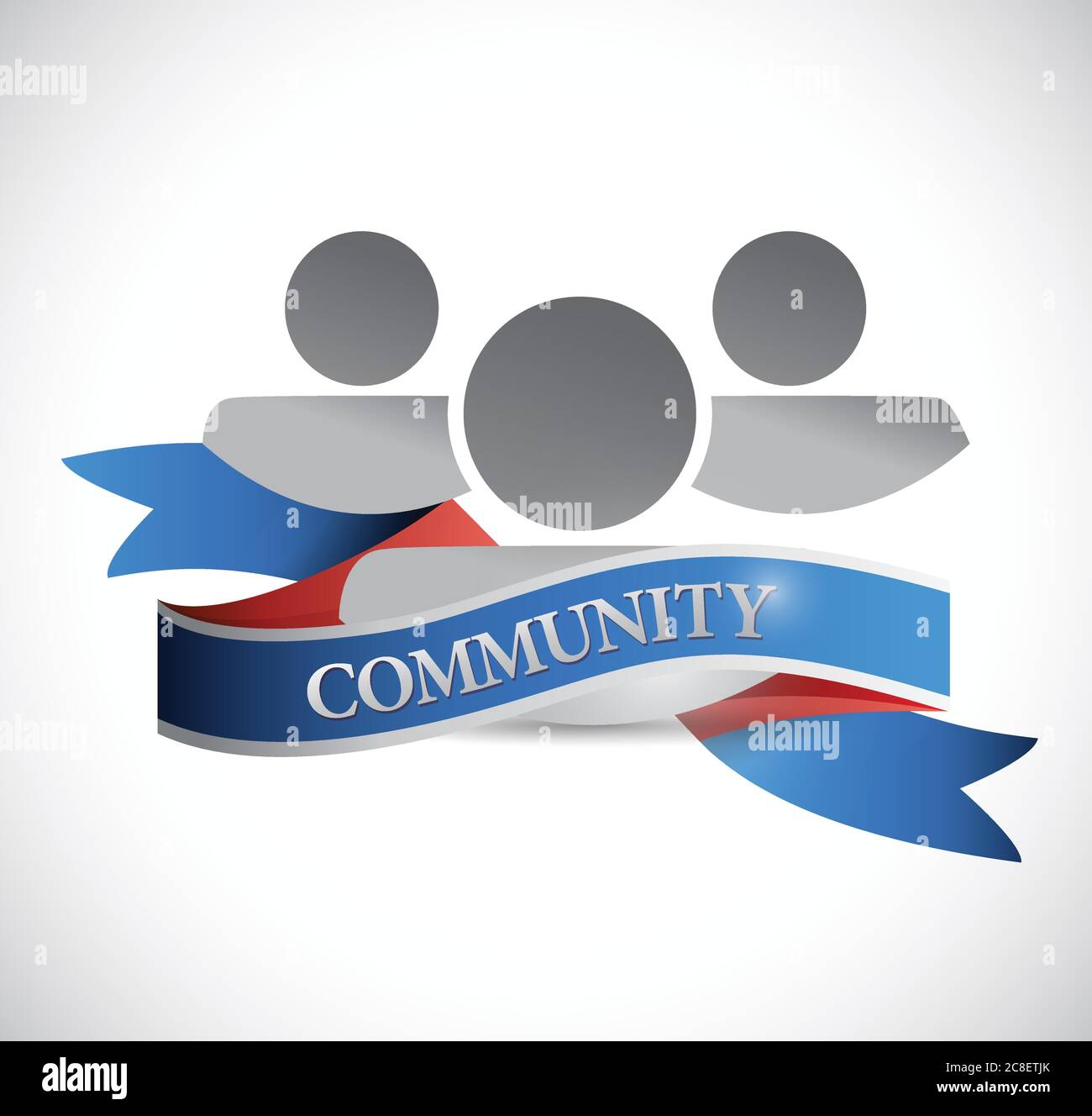 Community people and ribbon illustration design over a white background ...