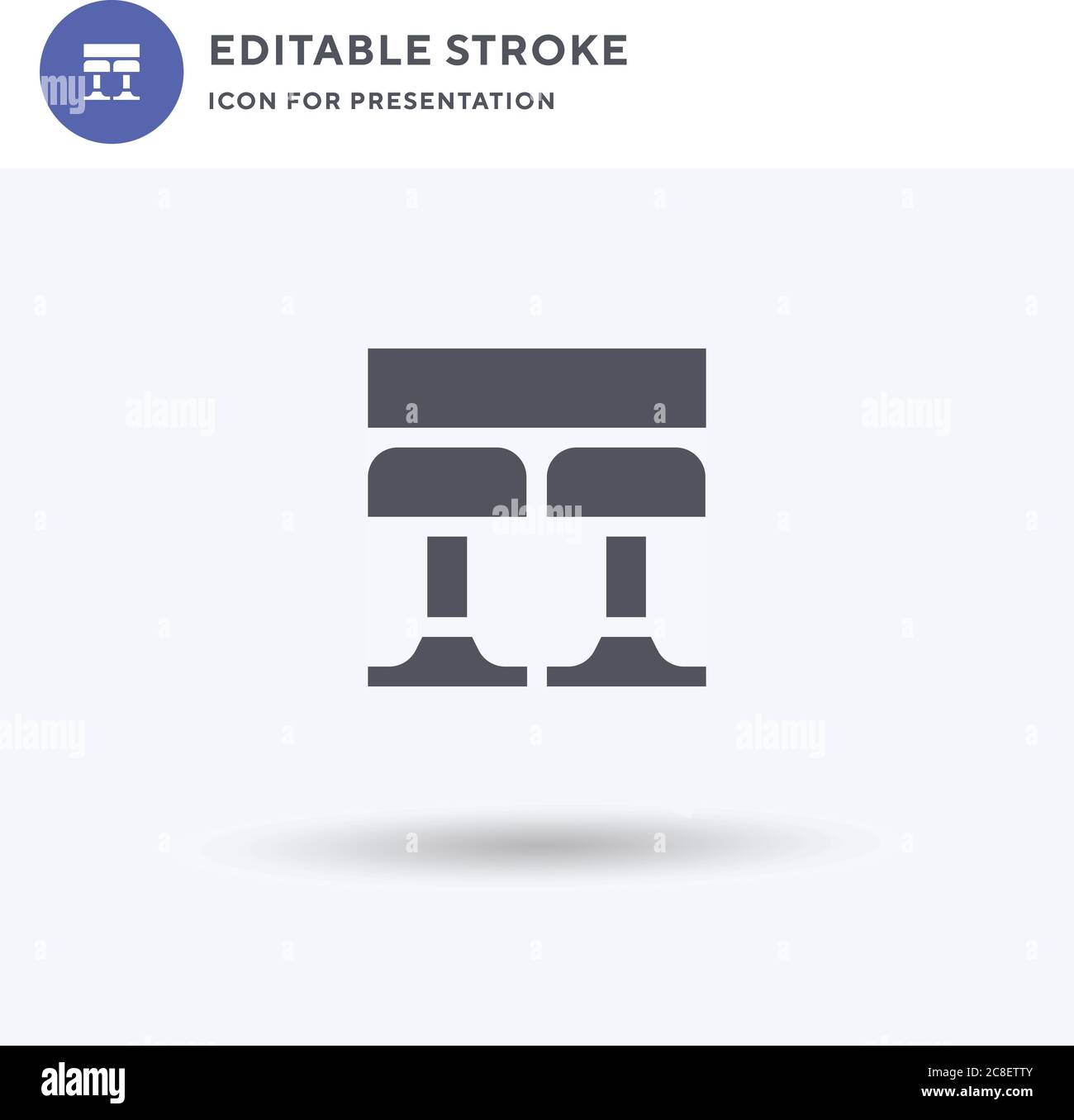 Stool icon vector, filled flat sign, solid pictogram isolated on white ...