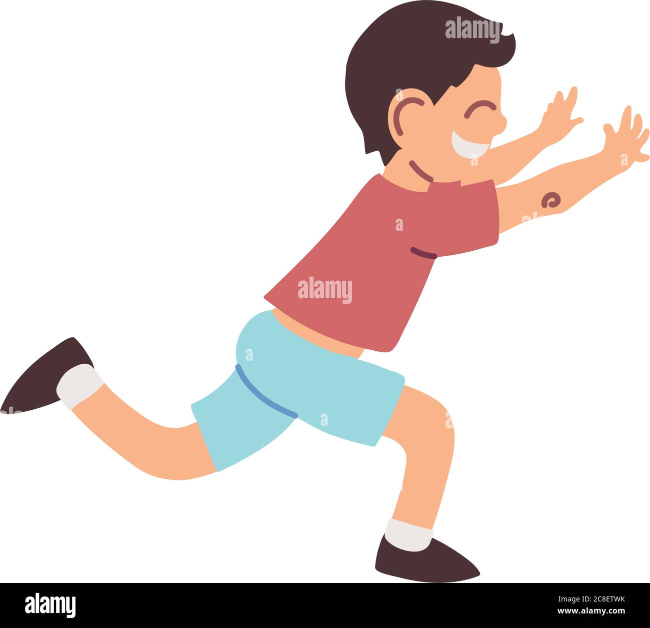 little boy smiling running cartoon vector illustration design Stock ...