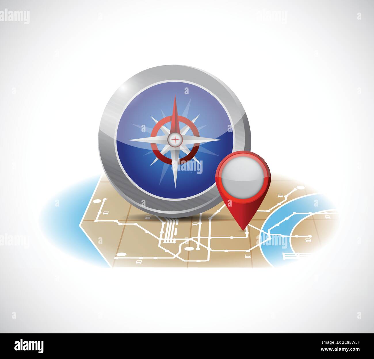Compass and map illustration design over a white background Stock ...