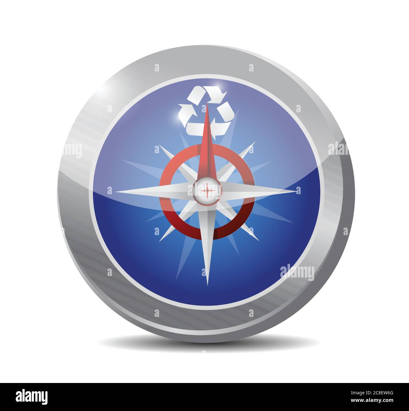 Compass and recycle symbol. illustration design over a white background ...