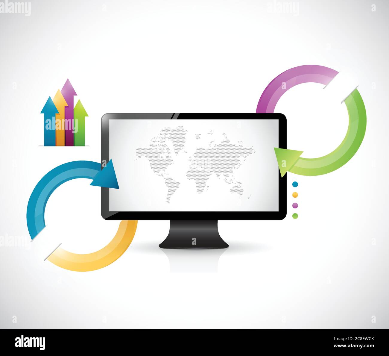 Computer info graphics illustration design over a white background ...