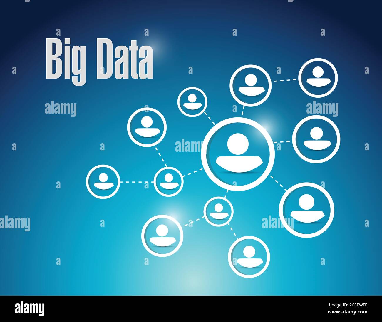 Big data network communication diagram illustration design over a blue ...