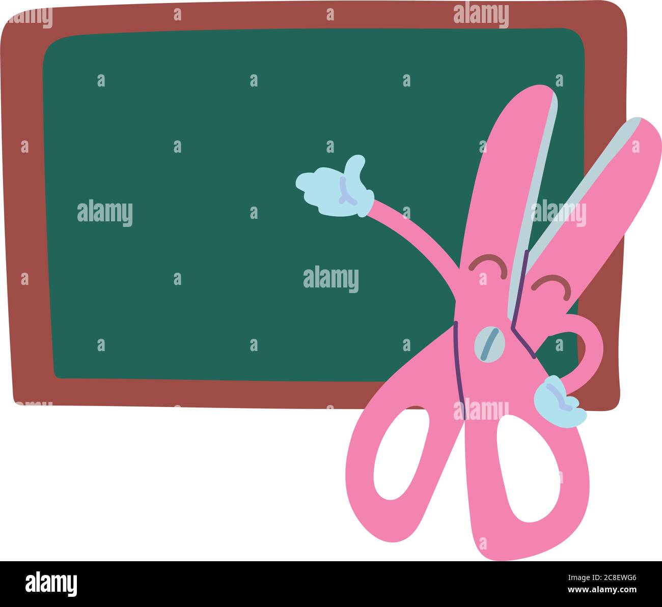 board and scissors with happy face cartoon vector illustration design ...