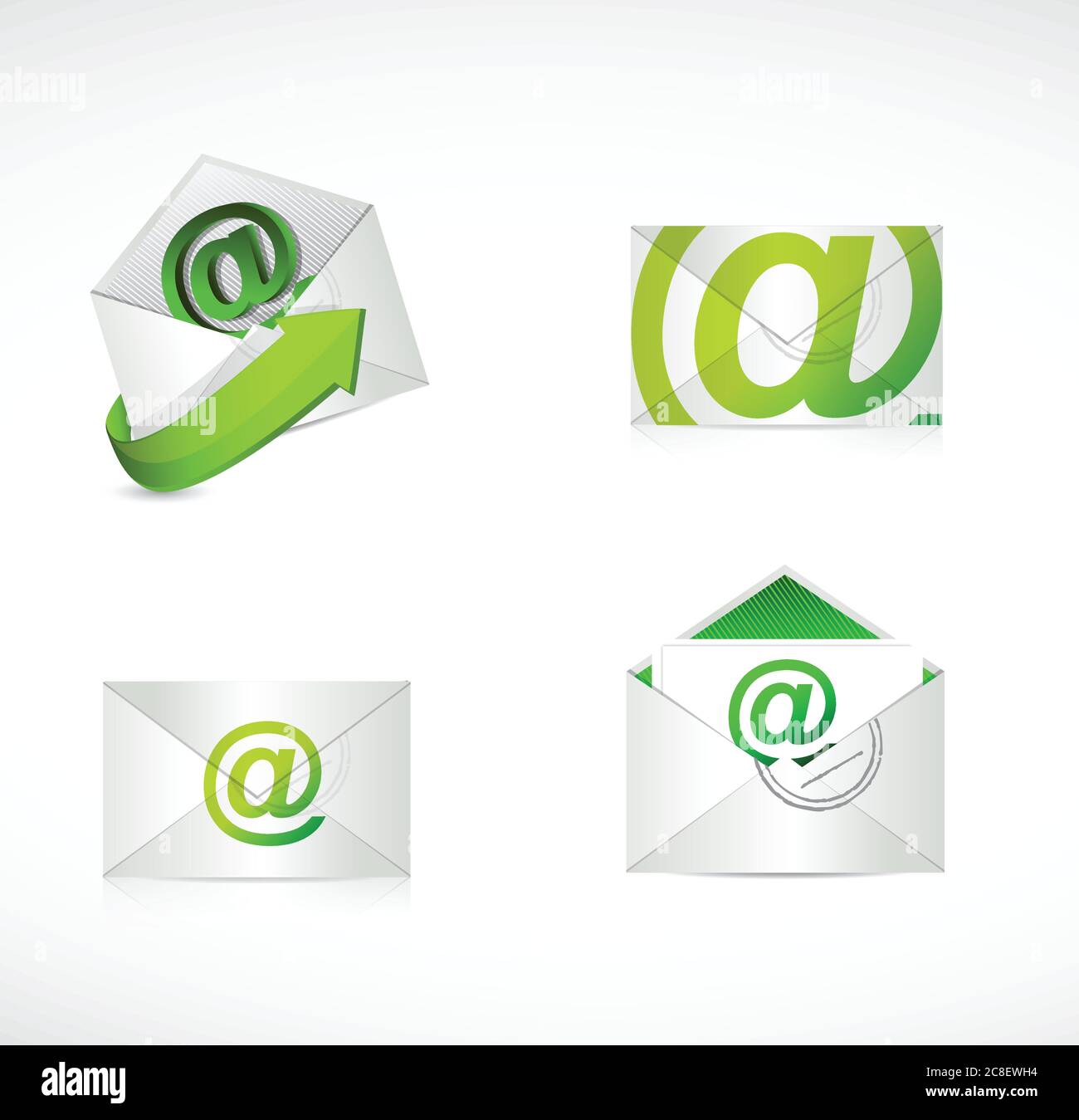 Green email envelopes illustration design over a white background Stock ...