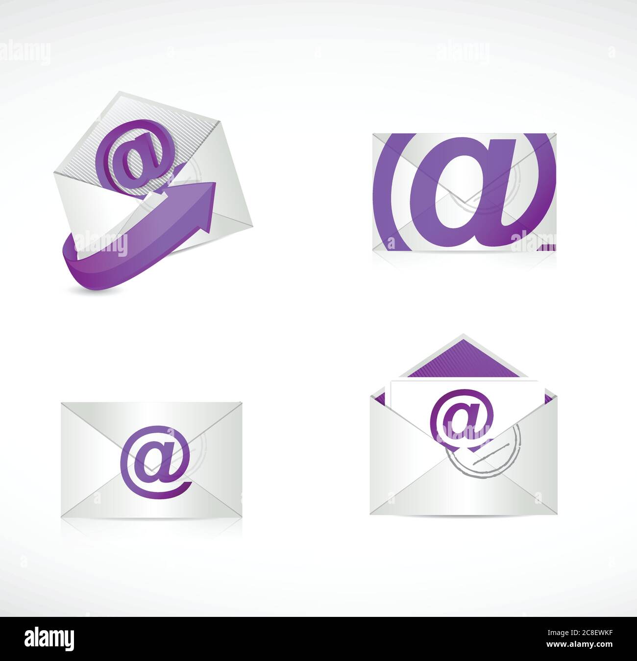 Purple email envelopes illustration design over a white background ...