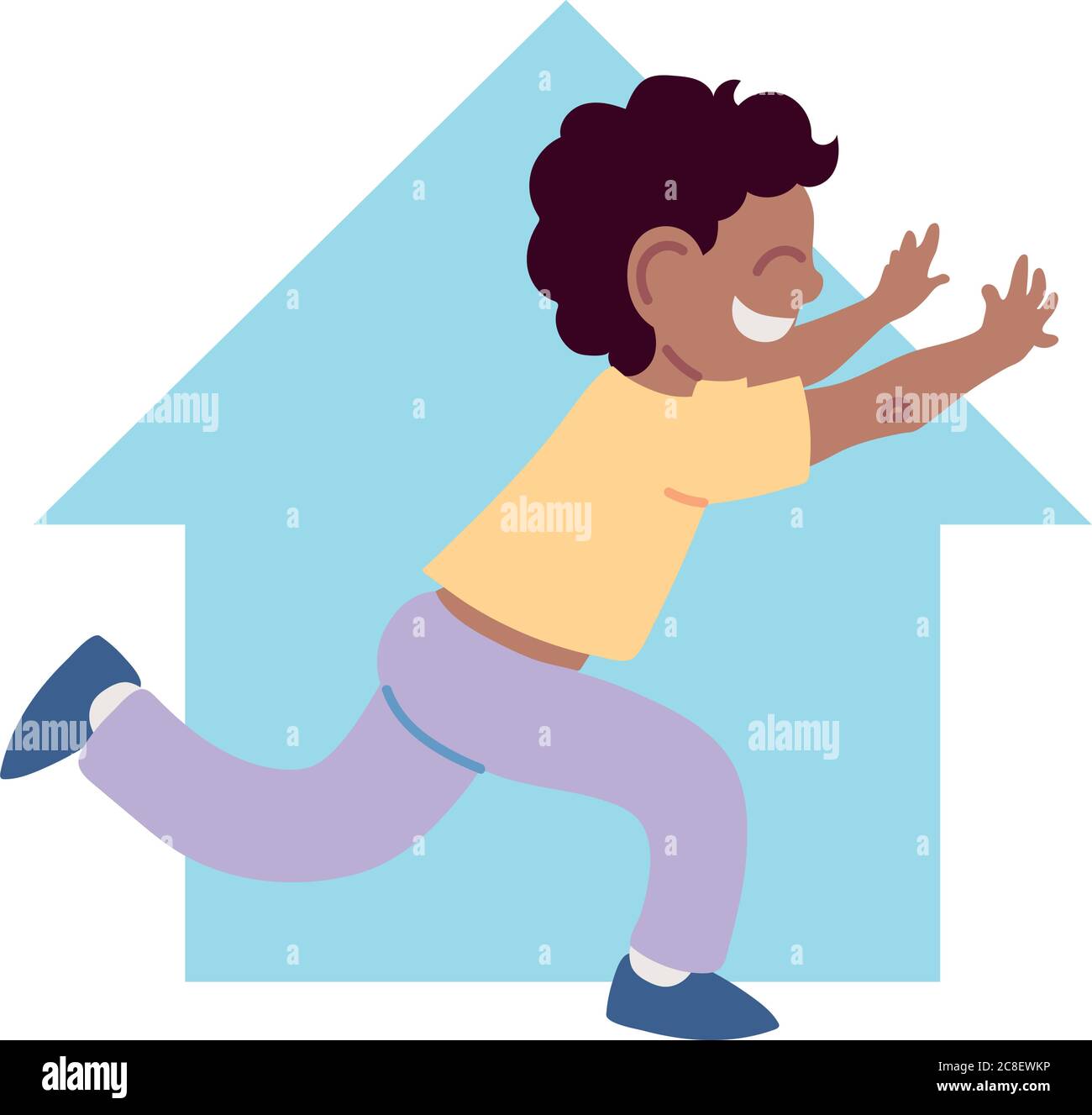 little boy smiling running at home cartoon vector illustration design ...