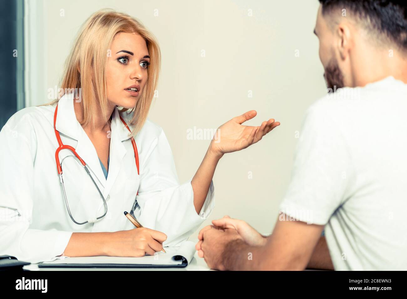 Patient visits doctor at the hospital. Healthcare and medical service ...