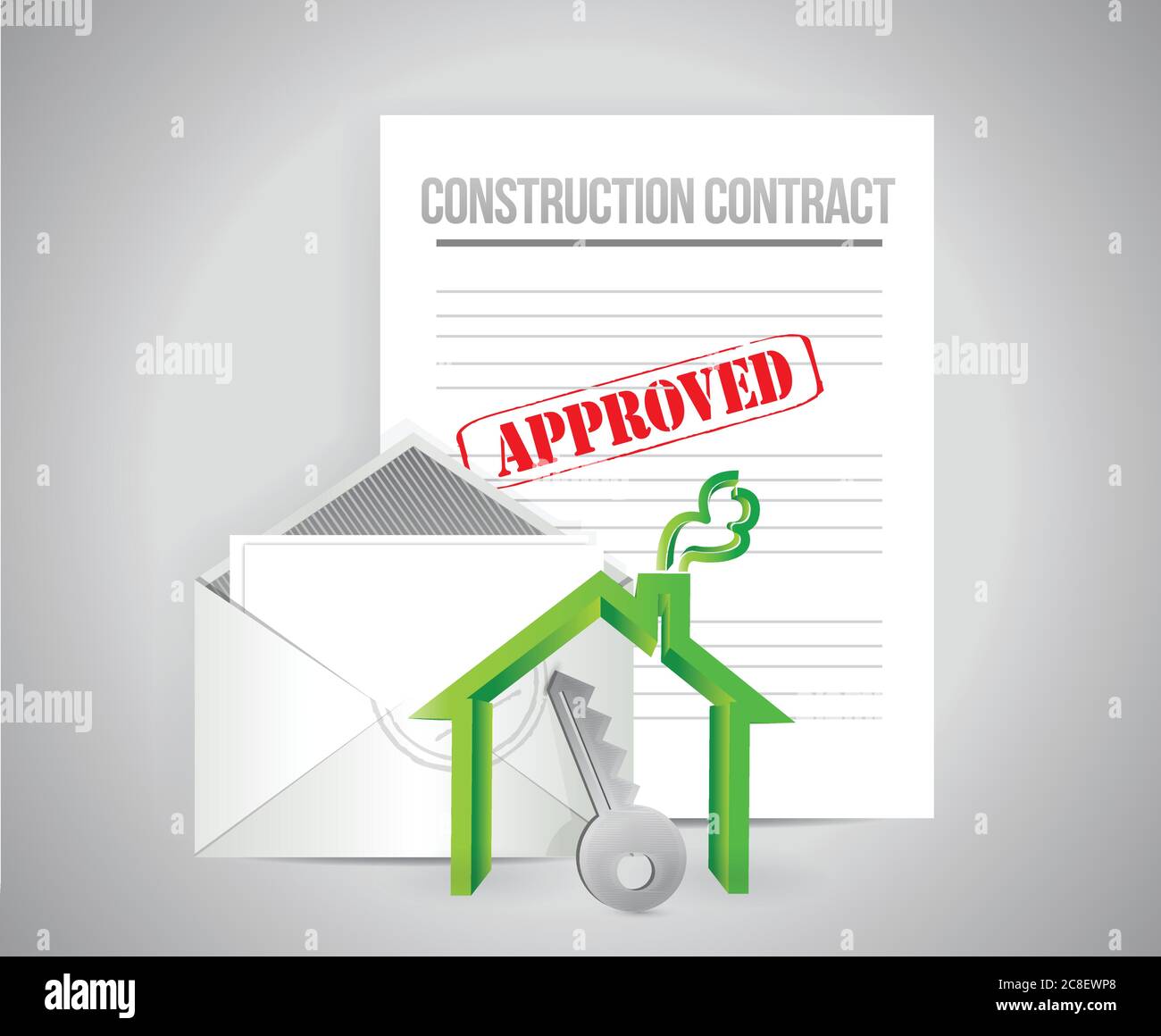 Construction contract approved concept illustration design background ...