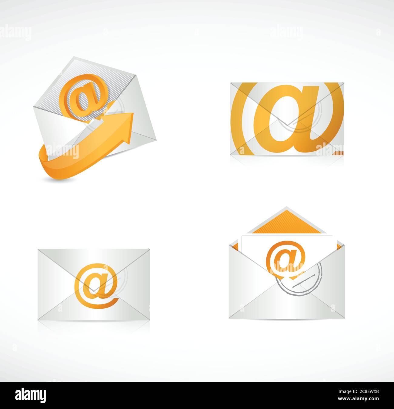 Orange email envelopes illustration design over a white background ...