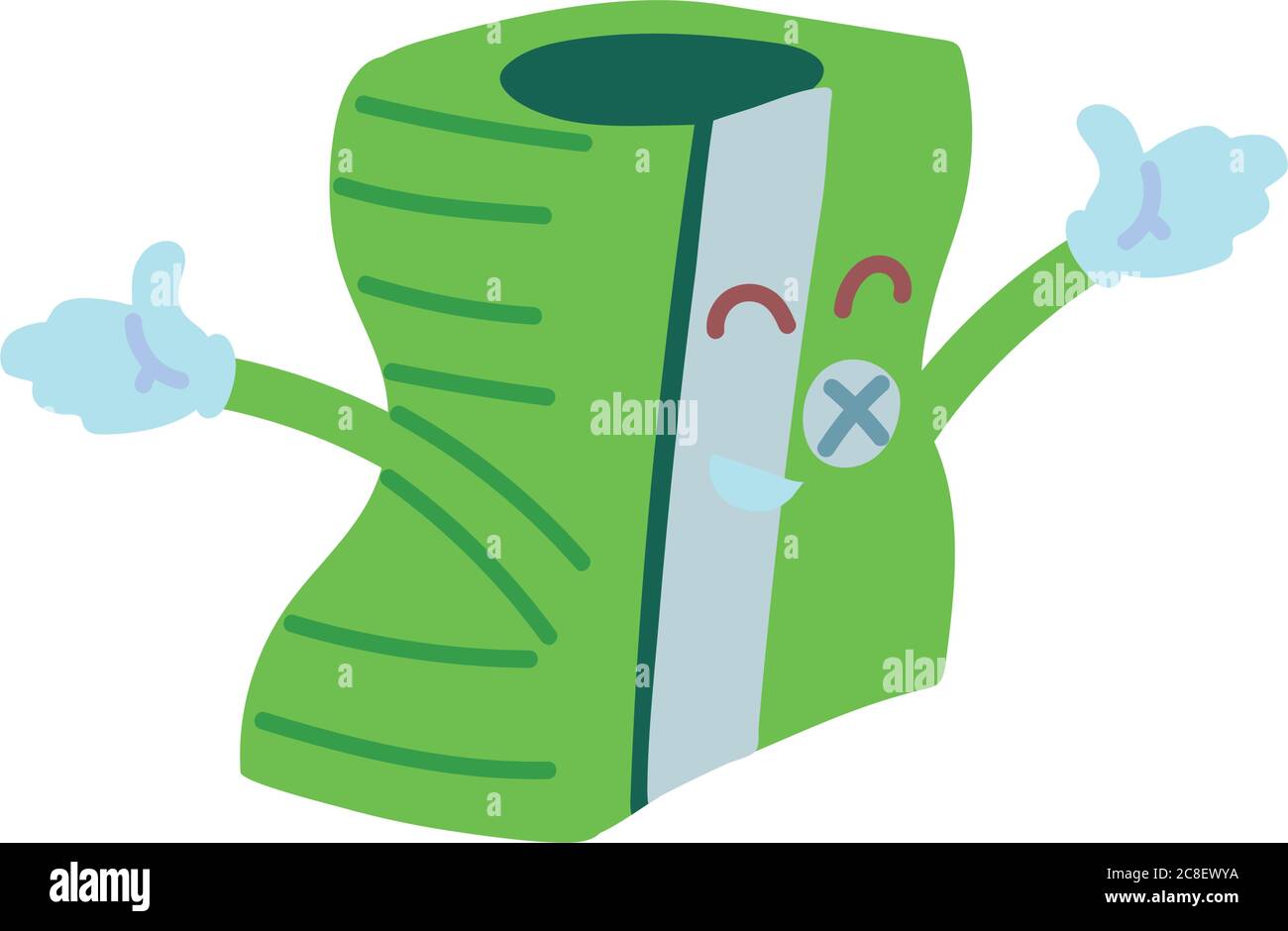 pencil sharpener with happy face cartoon, school supplies vector ...