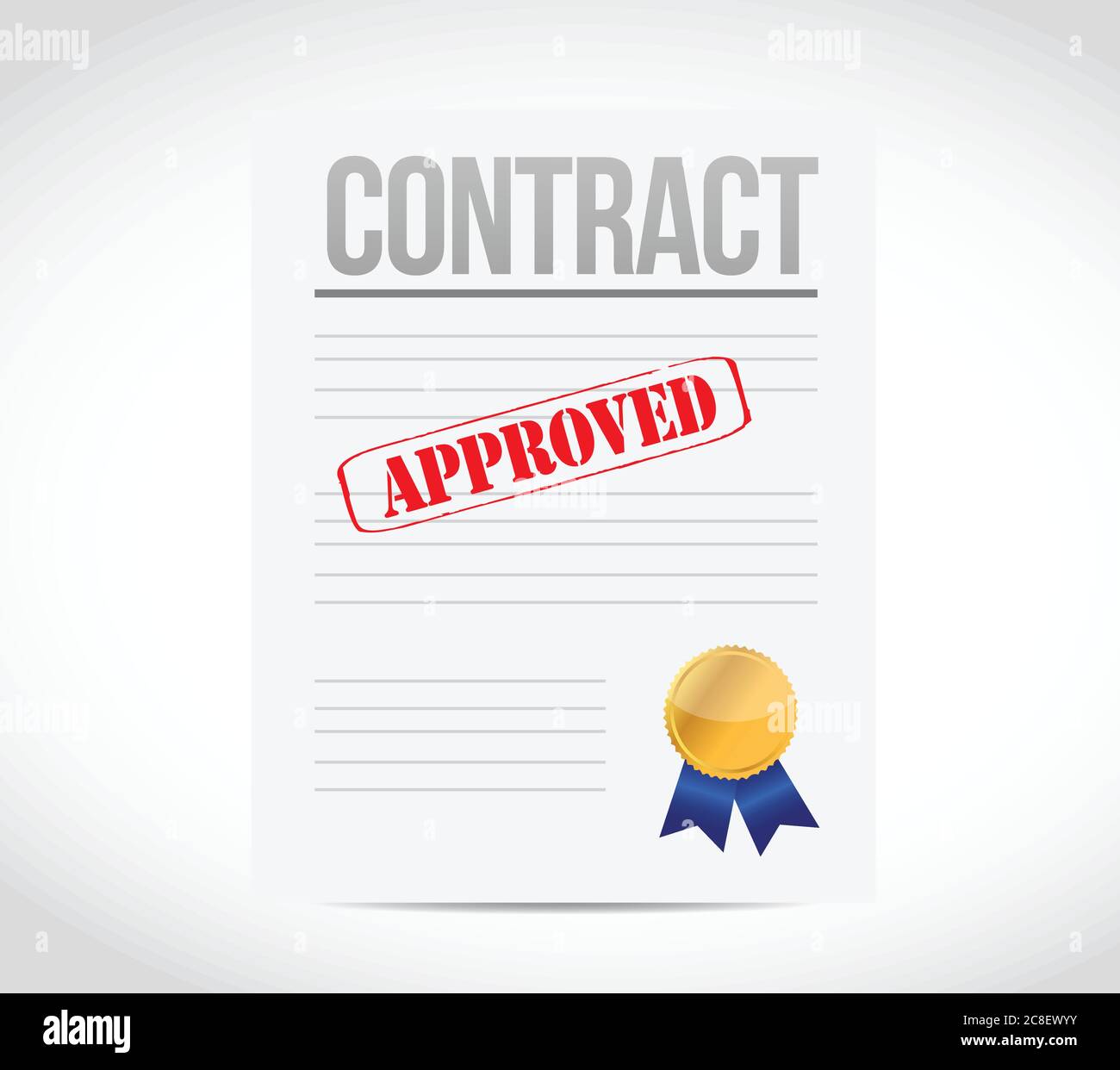 Approve contract and ribbon seal illustration design over a white ...