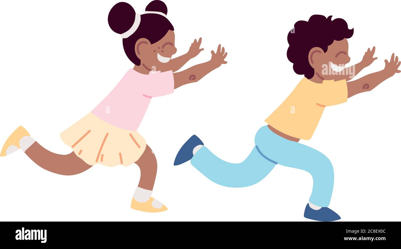 little kids smiling running cartoon vector illustration design Stock ...