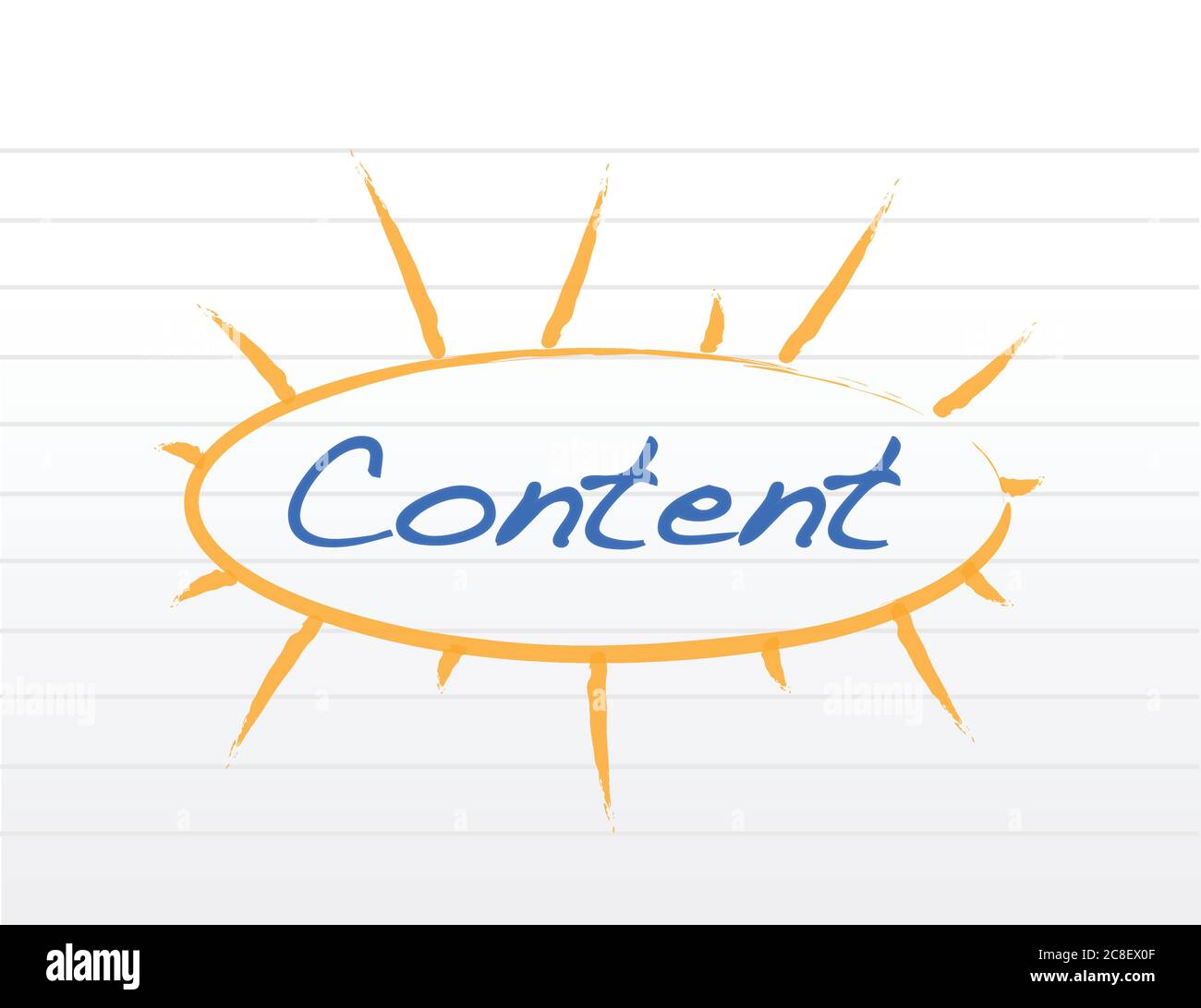 Word content circle over a white piece of paper. illustration design ...