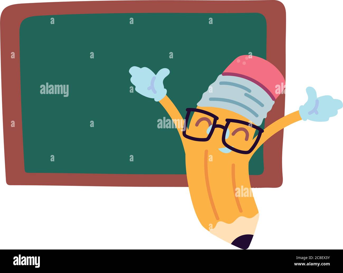 board and pencil with happy face cartoon vector illustration design ...