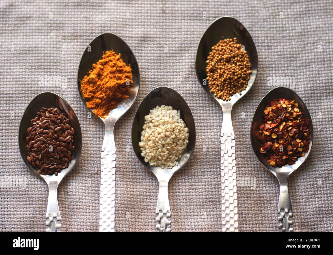 Various spices in metal hi-res stock photography and images - Alamy