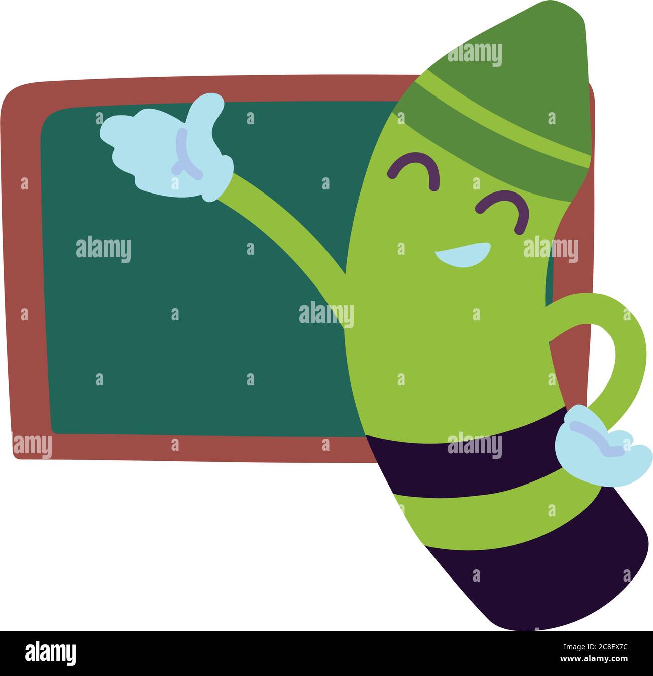 board and crayons with happy face cartoon vector illustration design ...