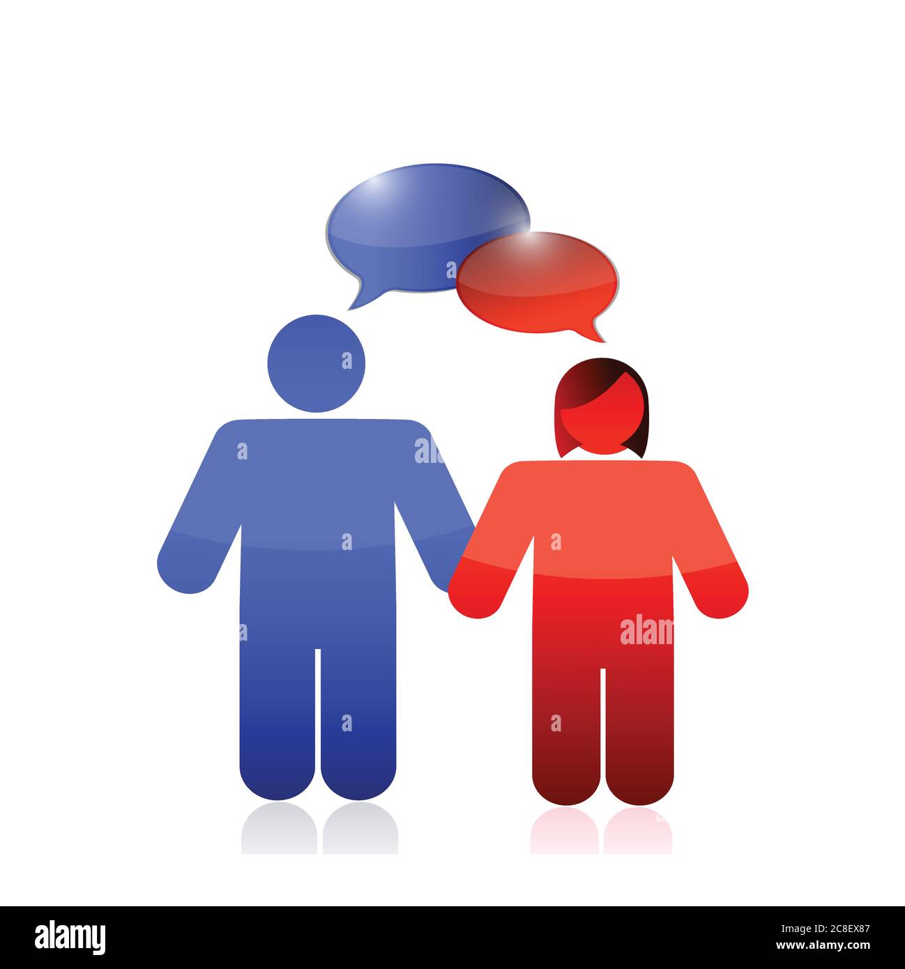 Loving couple communication concept over a white background Stock ...