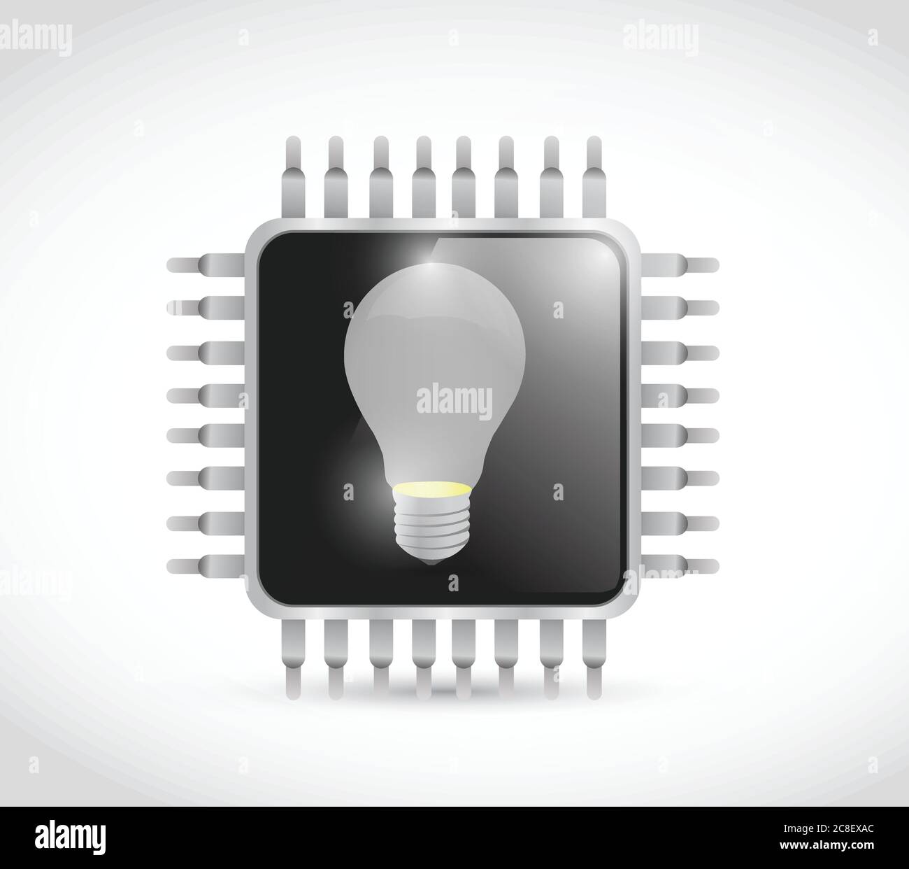 Chip and light bulb illustration design over a white background Stock ...
