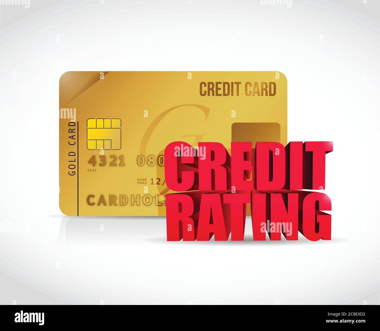Credit rating and credit card illustration design over a white ...