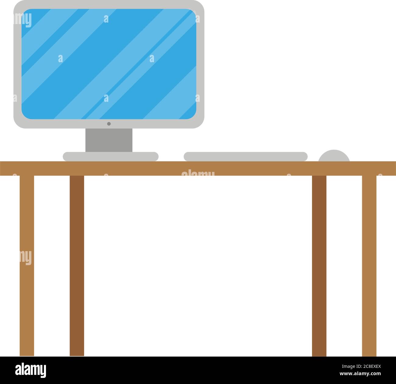 desktop computer technology in desk workplace vector illustration ...