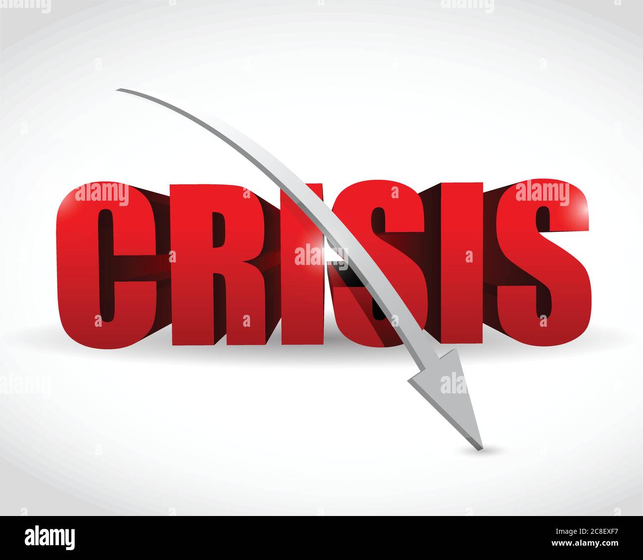 Word crisis and a falling arrow illustration design over white Stock ...