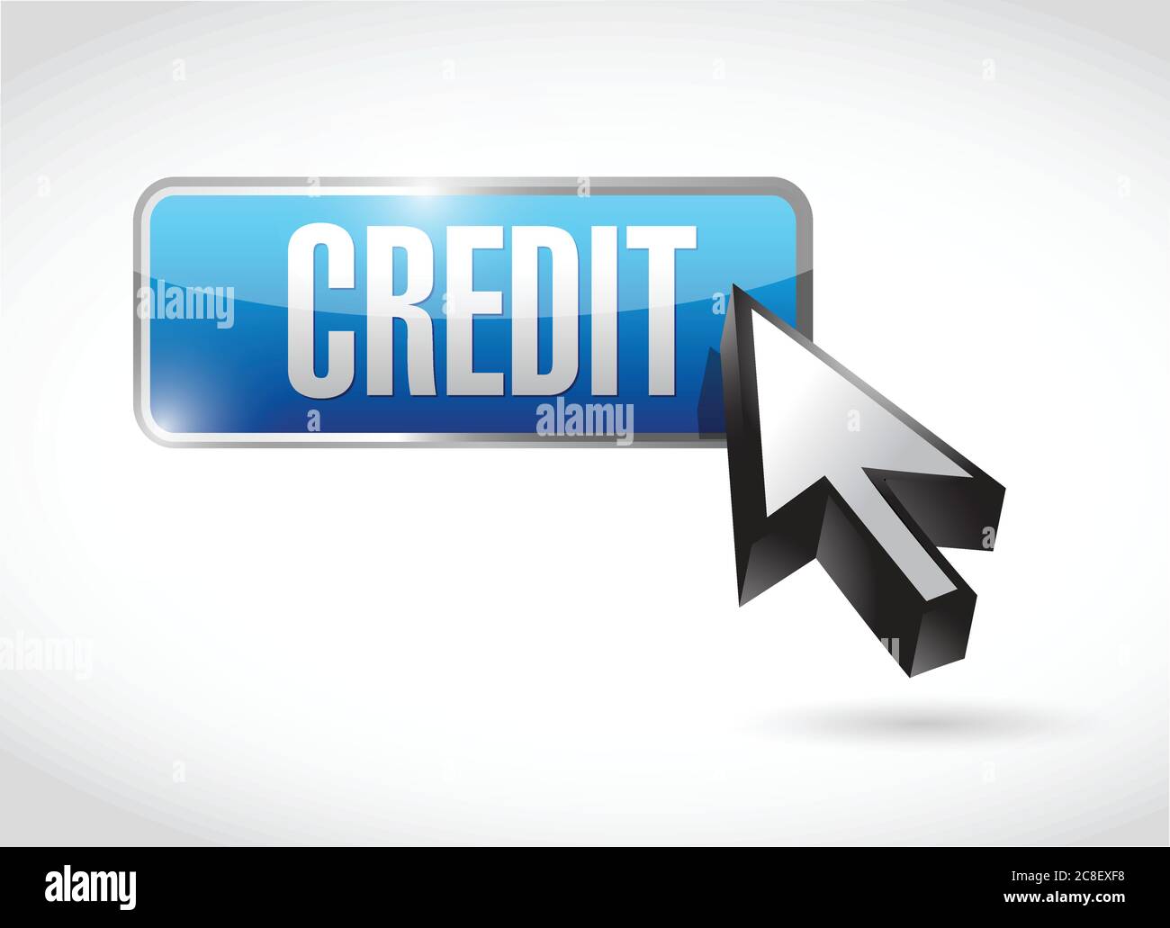 Credit button and cursor illustration design over a white background ...