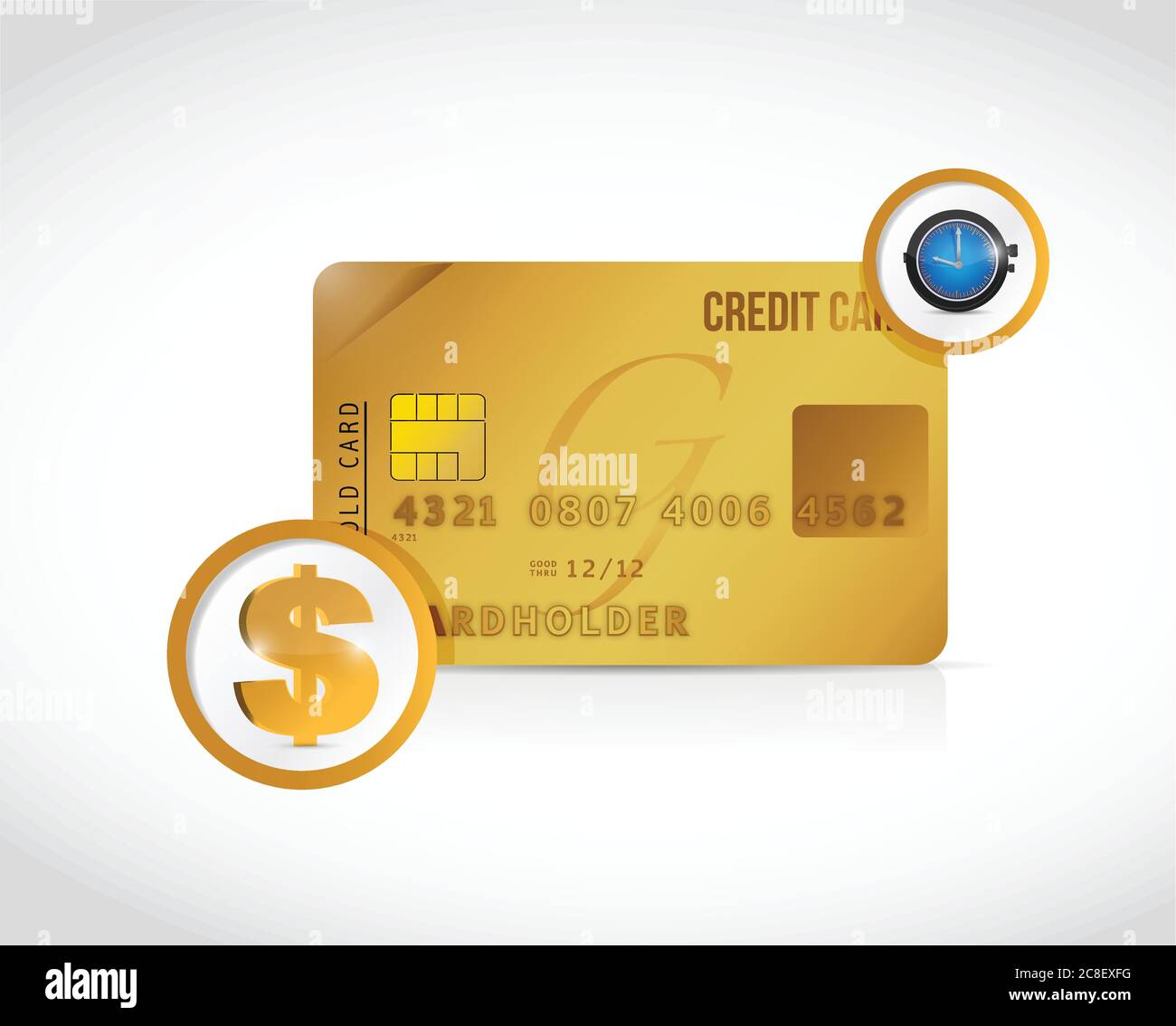 Credit card money and time concept illustration design over a white ...