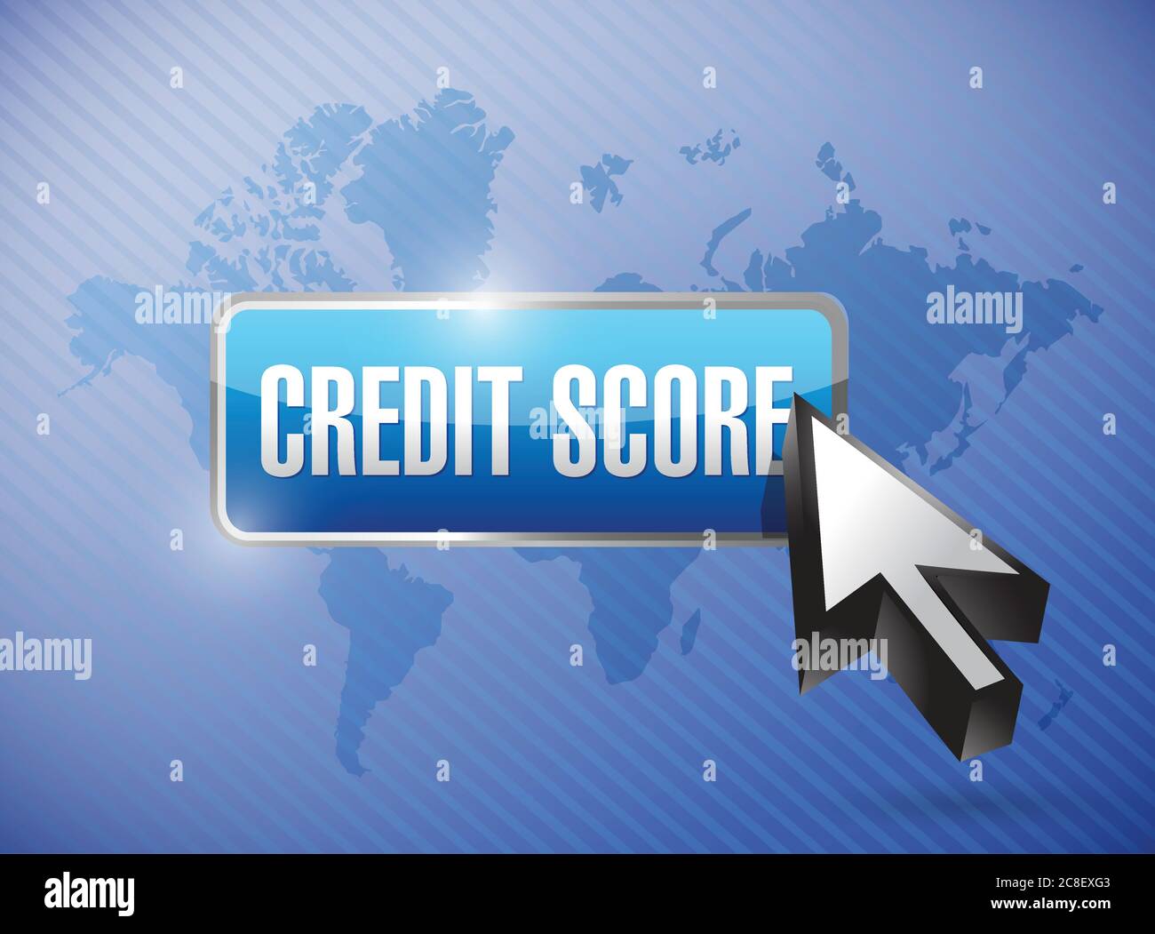 Credit score button illustration design over a world map background ...