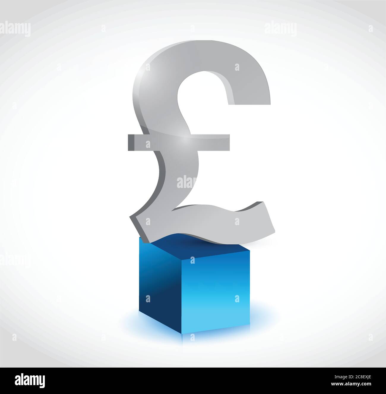British pound currency symbol over a cube illustration design over a ...