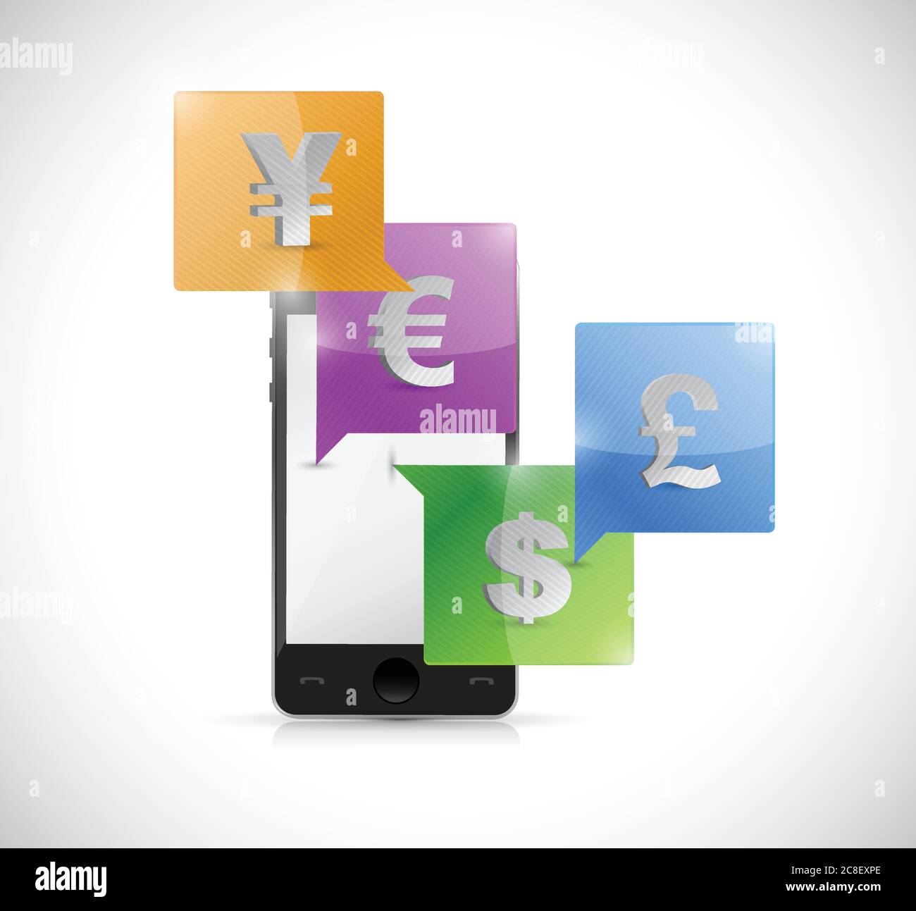 Smartphone and currency symbols. illustration design over a white ...