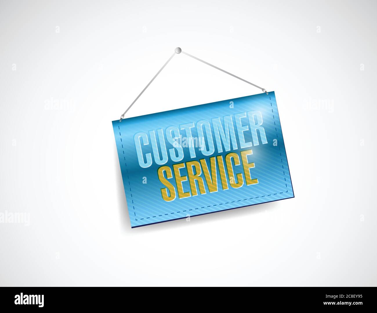 Customer service hanging banner illustration design over a white ...