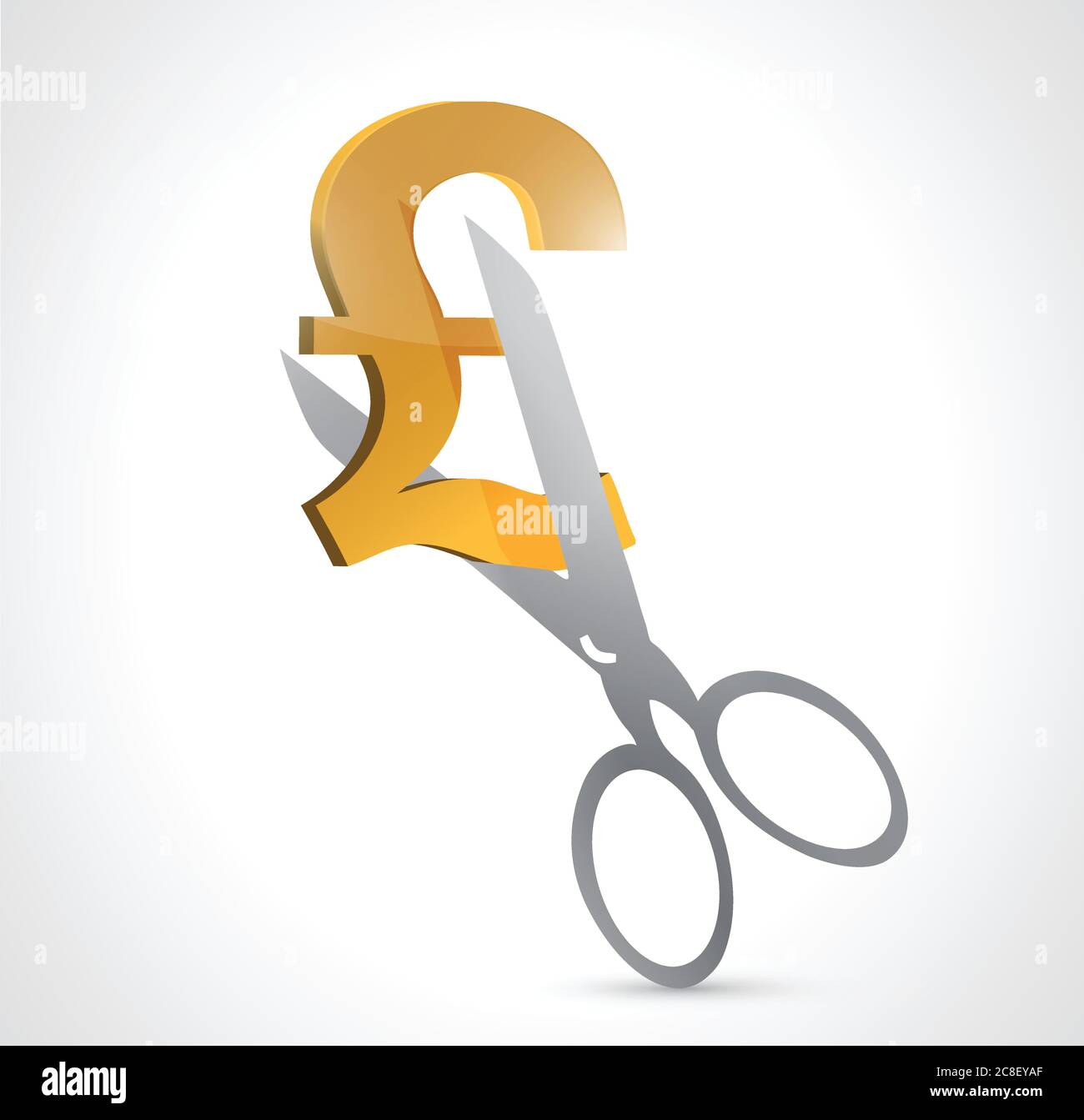 Cut british pound costs concept illustration design over a white ...