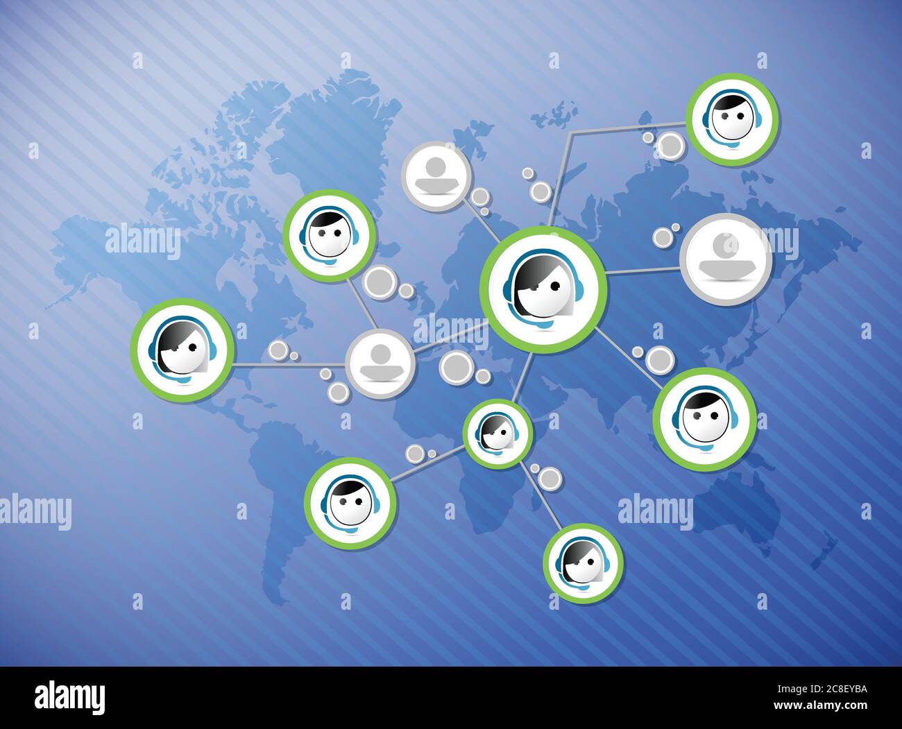 Costumer service connection cycle contact us tablet and icons ...