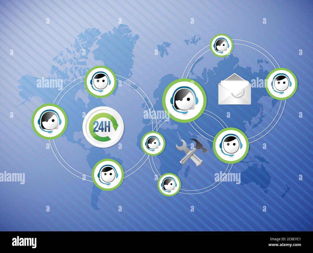 Customer service around the globe illustration design over a world map ...