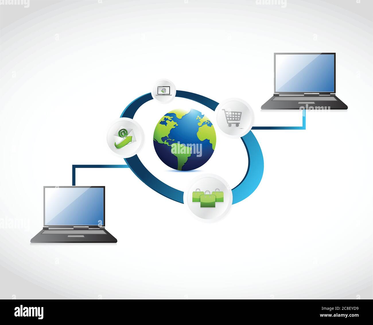 Computer network connection illustration design over a white background ...
