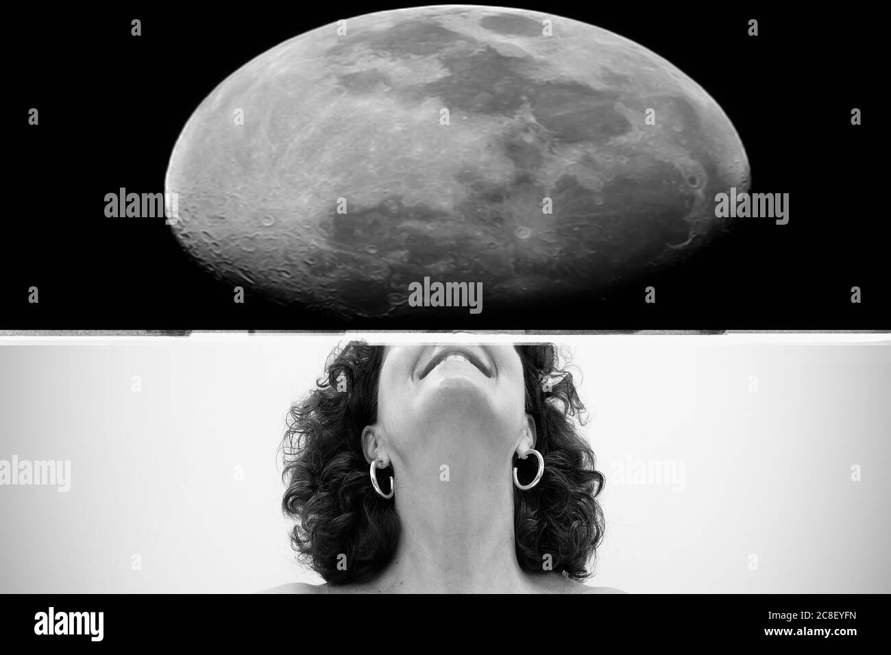 Woman face moon smile hi-res stock photography and images - Alamy