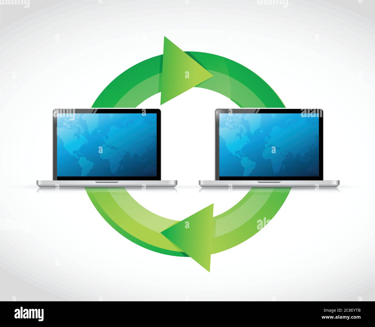 Computer laptop cycle illustration design over a white background Stock ...