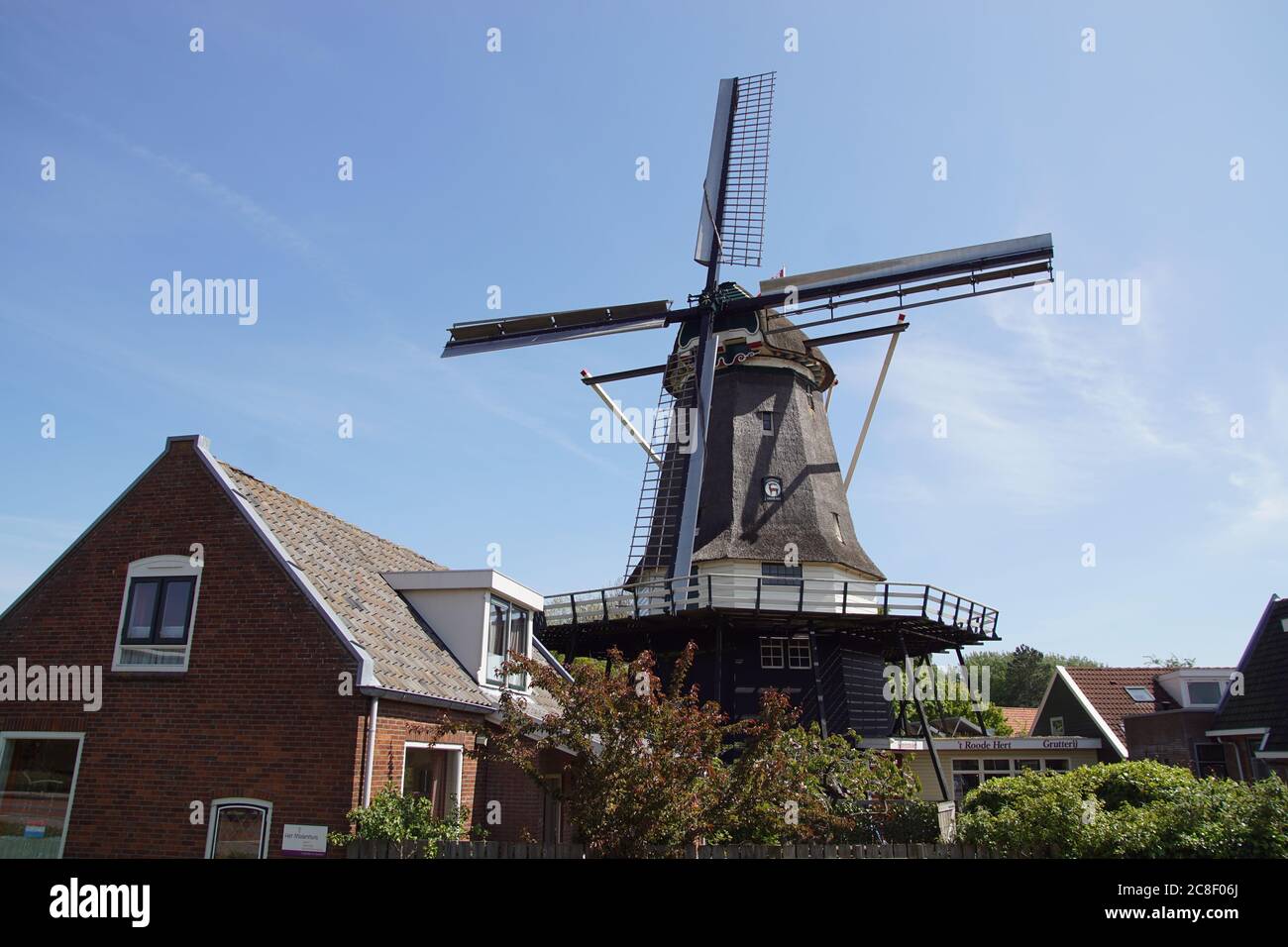Thatched gristmill called ‘t Roode Hert (1925) in the Dutch village of ...