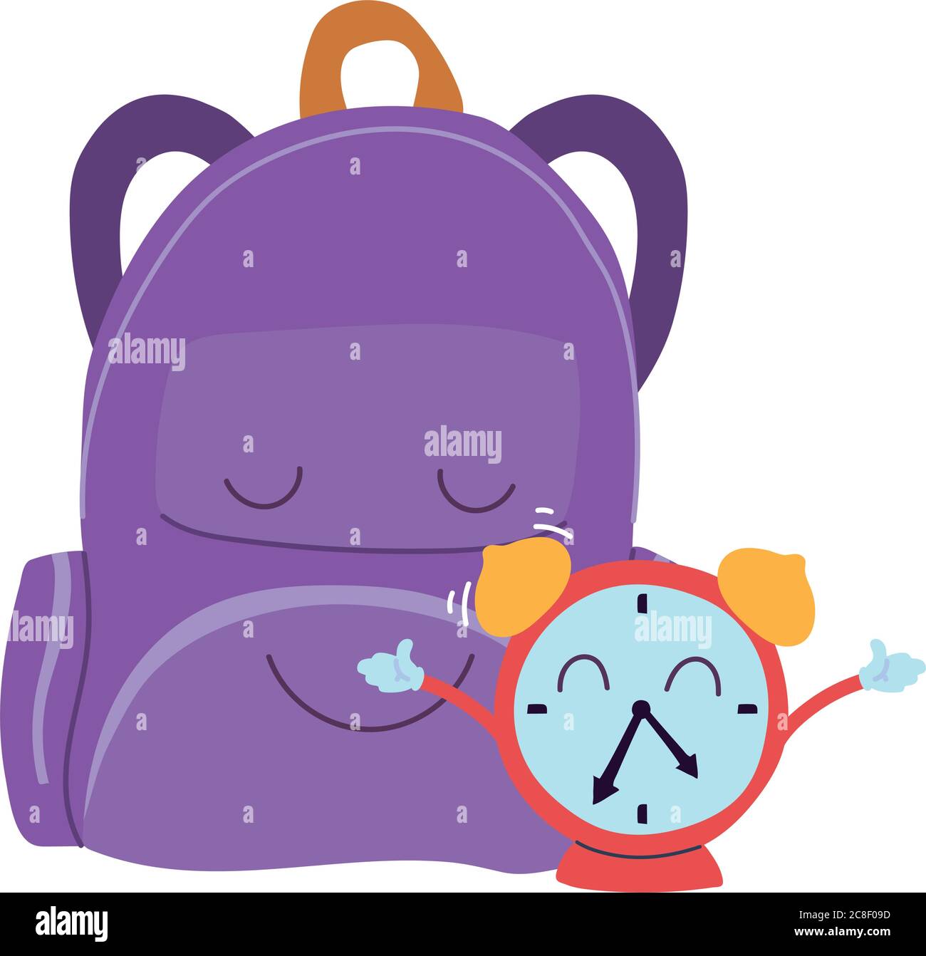 suitcase and clock with happy faces vector illustration design Stock ...