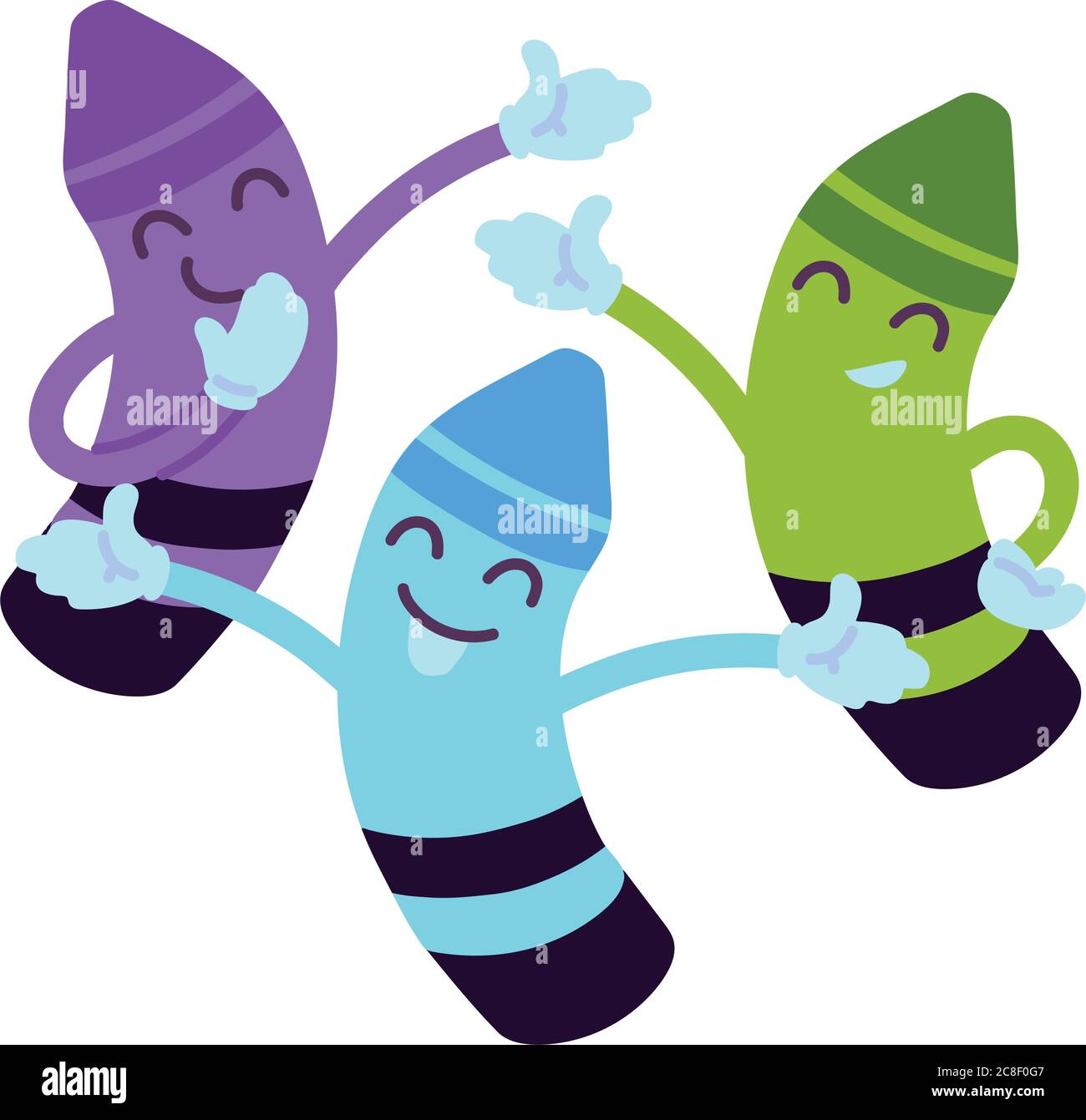 school crayons with happy faces cartoon vector illustration design ...