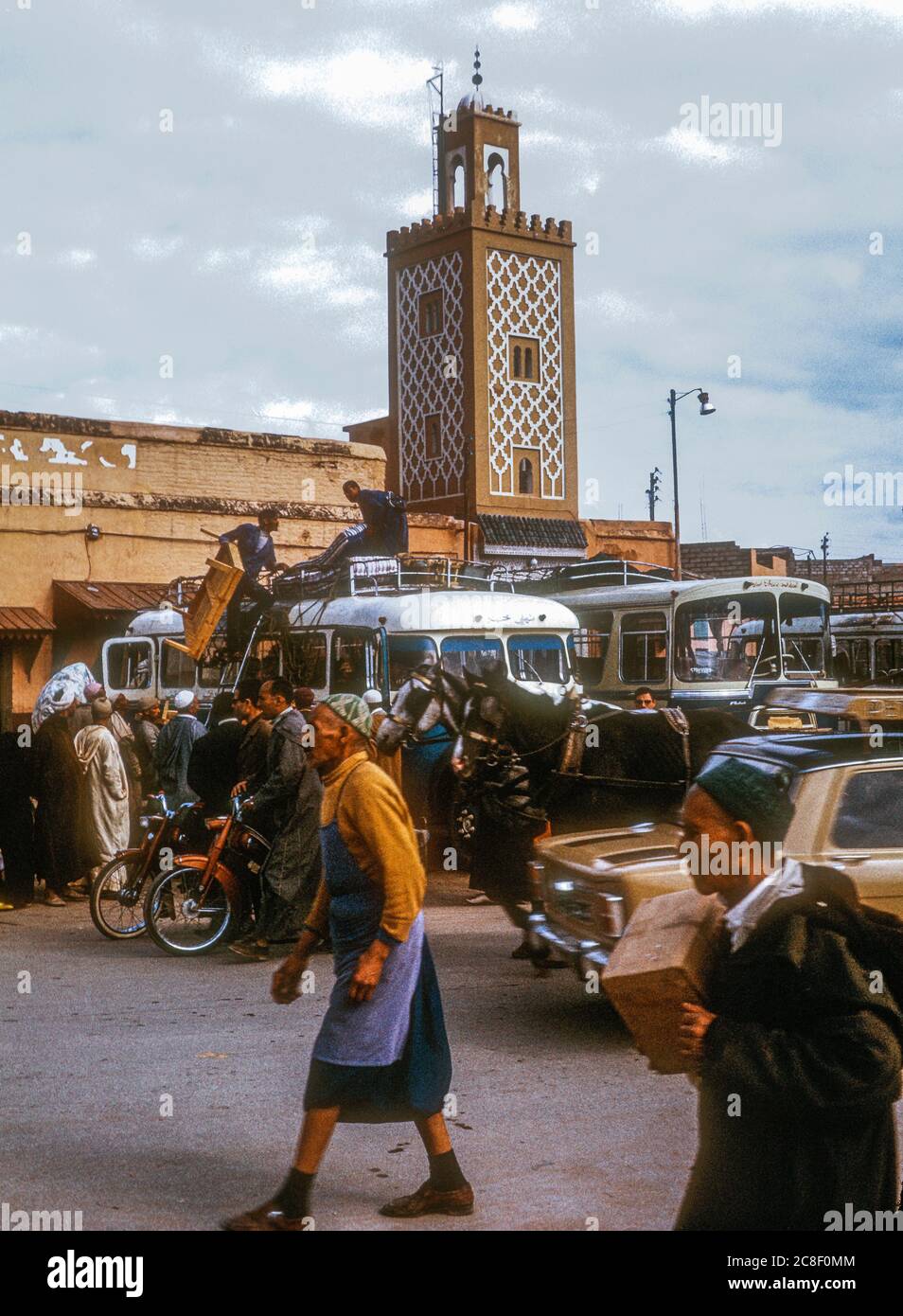 Bus terminal in the Djemaa El Fna (Square of the Dead), Marrakech ...